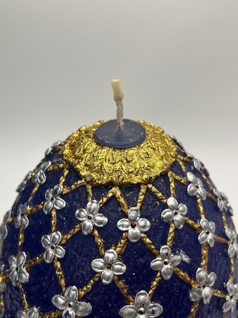 BIG and Beautiful Blue & Gold Faberge Egg Candle - Collectible Candle ...