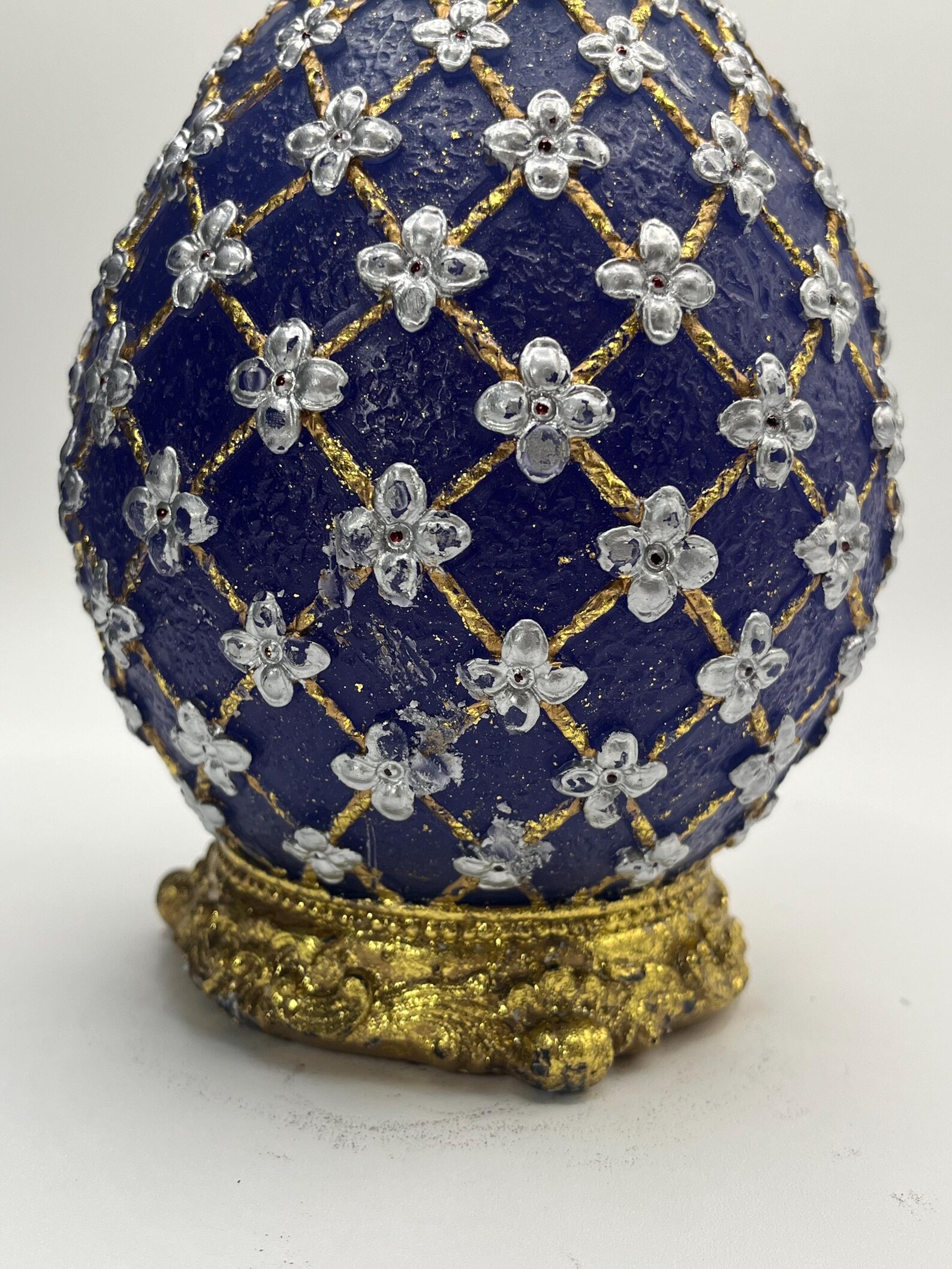 BIG and Beautiful Blue & Gold Faberge Egg Candle - Collectible Candle ...