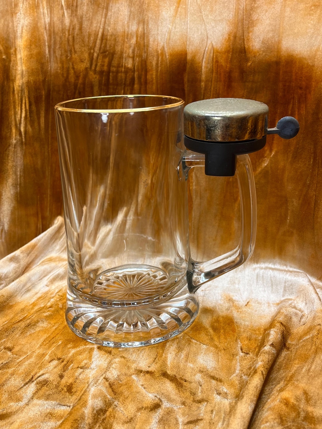 Large Glass Novalty Beer Bell Mug - Bike Bell Vintage Bar - Funny Bar ...