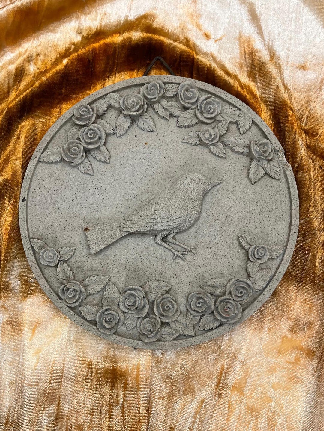 Modern Concrete Garden Plaque With Roses and Bird Pattern - Garden ...