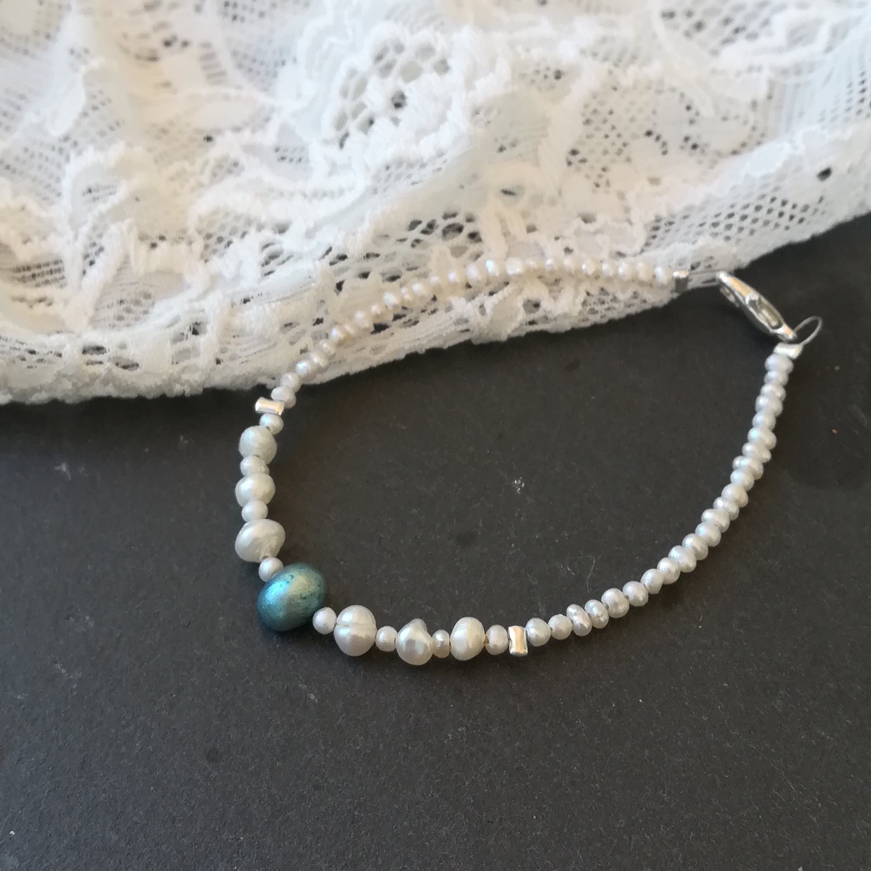 Pearl Bracelet Black Pearl Bracelet Freshwater Pearl | Etsy