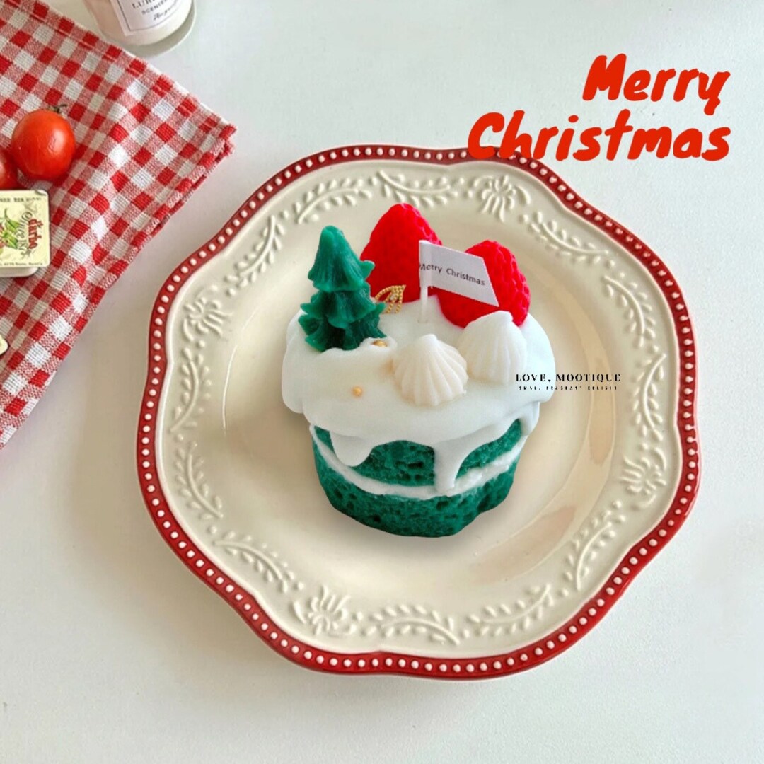 Christmas Green Sponge Cake Candleholiday Cake Candle Gift - Etsy