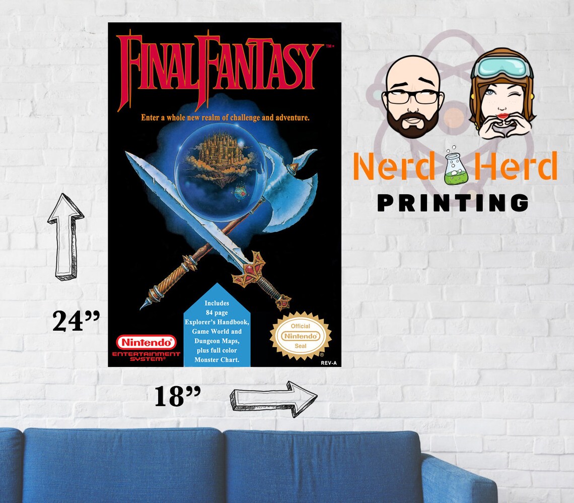 Final Fantasy NES Game Box Cover Art Poster | Etsy