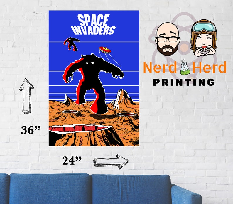 Space Invaders Side Art Wall Poster or Magnet Multiple Sizes | Etsy