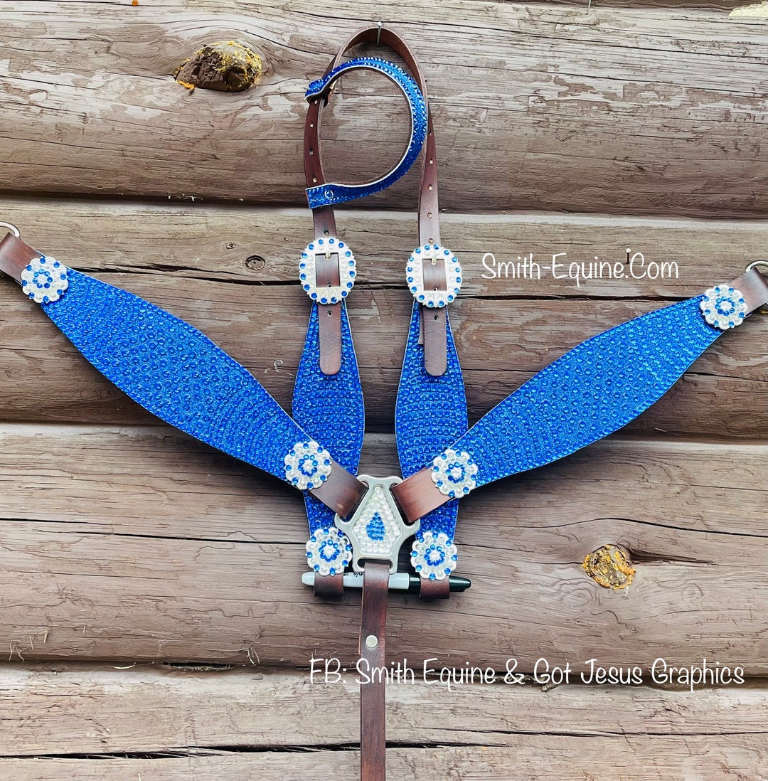 Beautiful 3 Size Blinged Out Breast Collar & Headstall. Free Boot Bag W ...