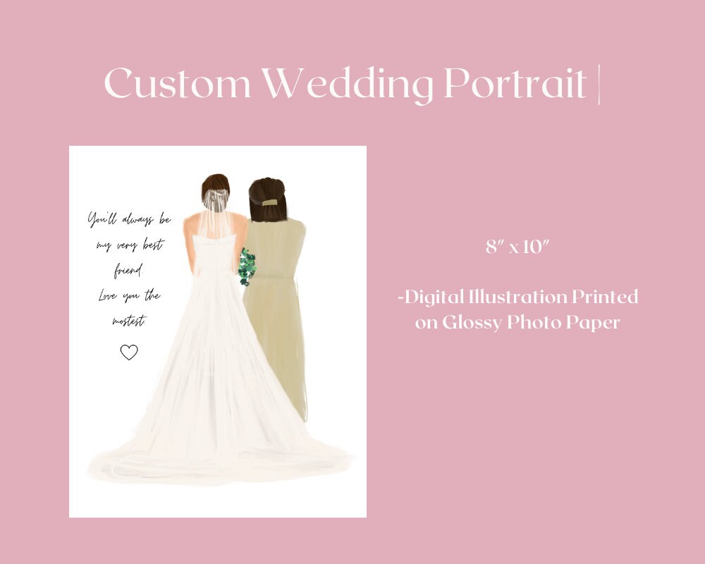 Bride to Parent Wedding Gift | Wedding Portrait | Wedding Illustration ...