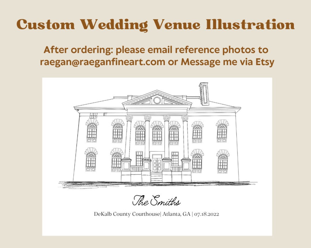 Custom Wedding Venue Illustration | Wedding Gift | Housewarming Gift ...