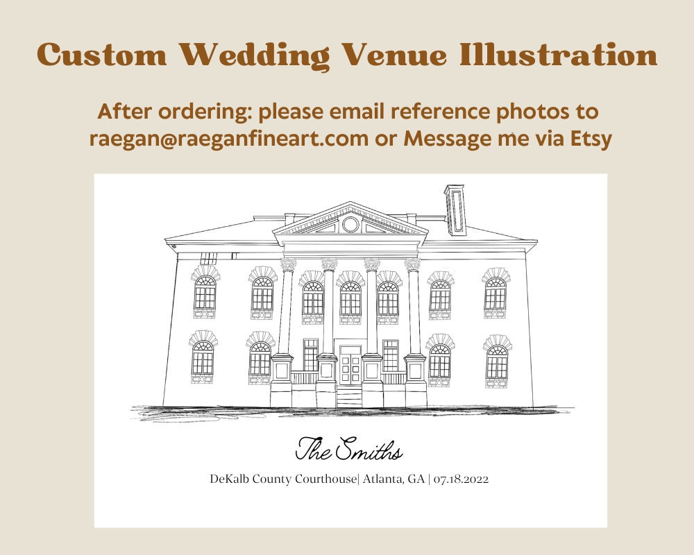 Custom Wedding Venue Illustration | Wedding Gift | Housewarming Gift ...