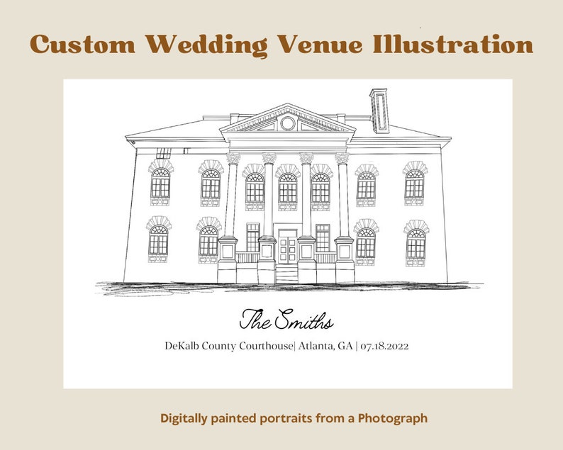 Custom Wedding Venue Illustration | Wedding Gift | Housewarming Gift ...