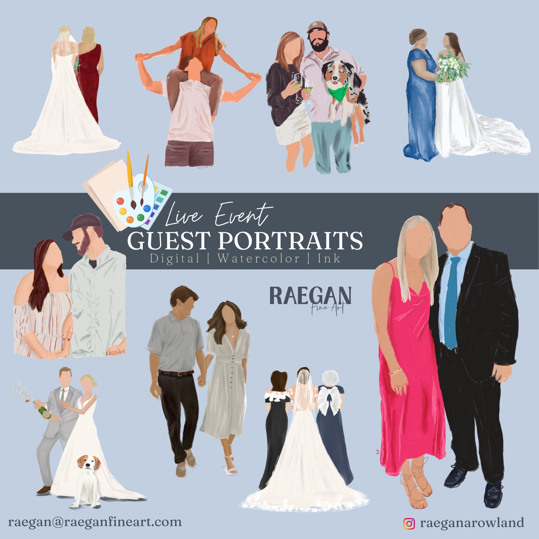 Live Event Guest Portraits Painting Live Wedding Artist Live Painter ...