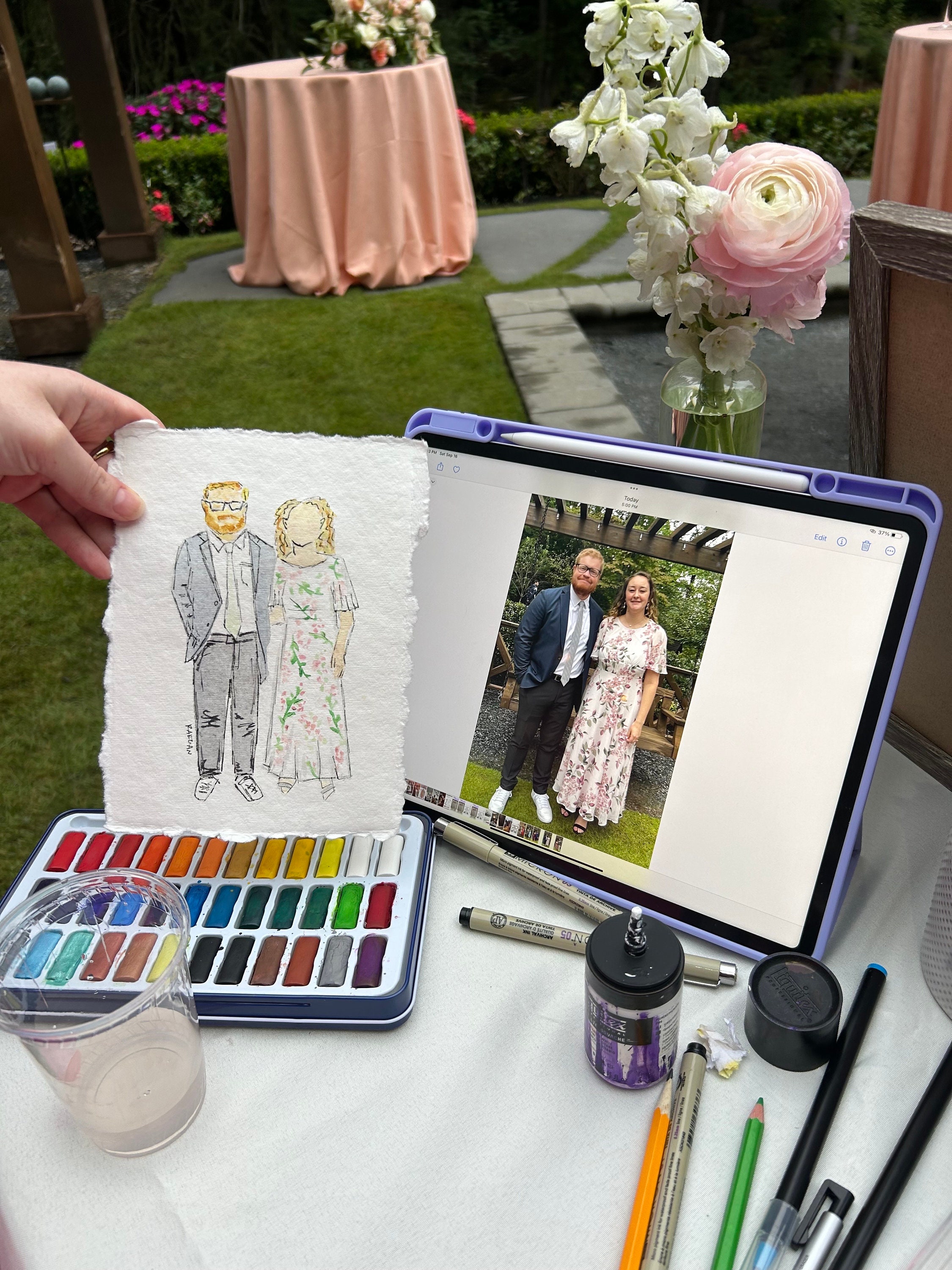 Live Event Guest Portraits Paintings Wedding Watercolor Guest Portraits ...