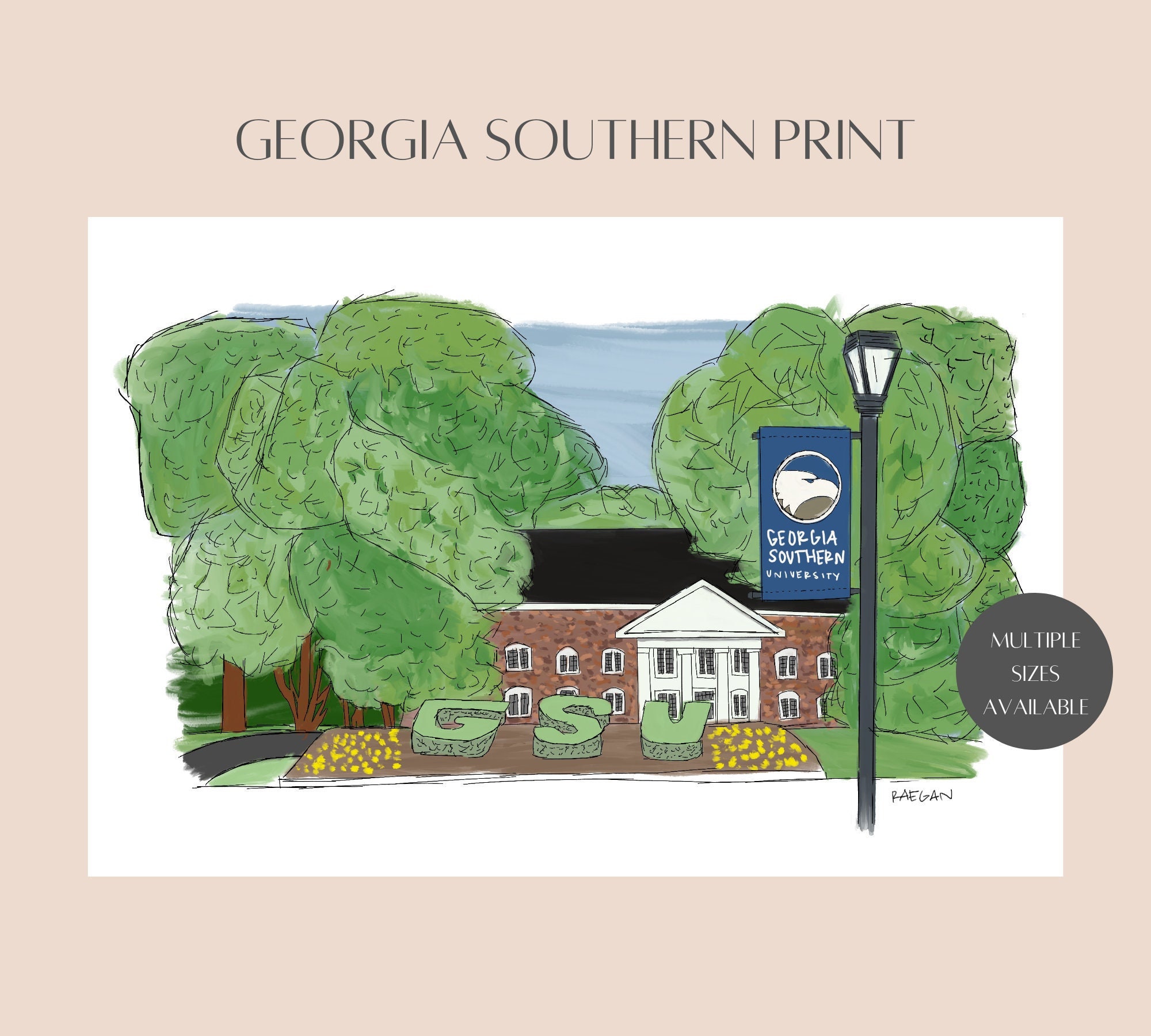 Sweetheart Circle GSU Print Georgia Southern University - Etsy