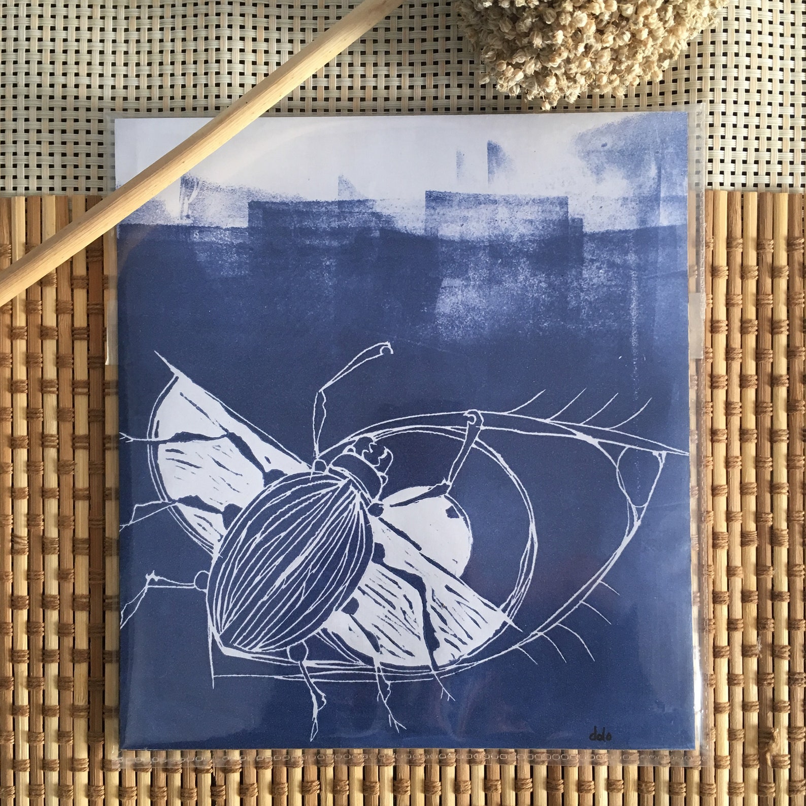 Xylography Print, Engraving, Original, Art, Abstract, Blue, Painting ...