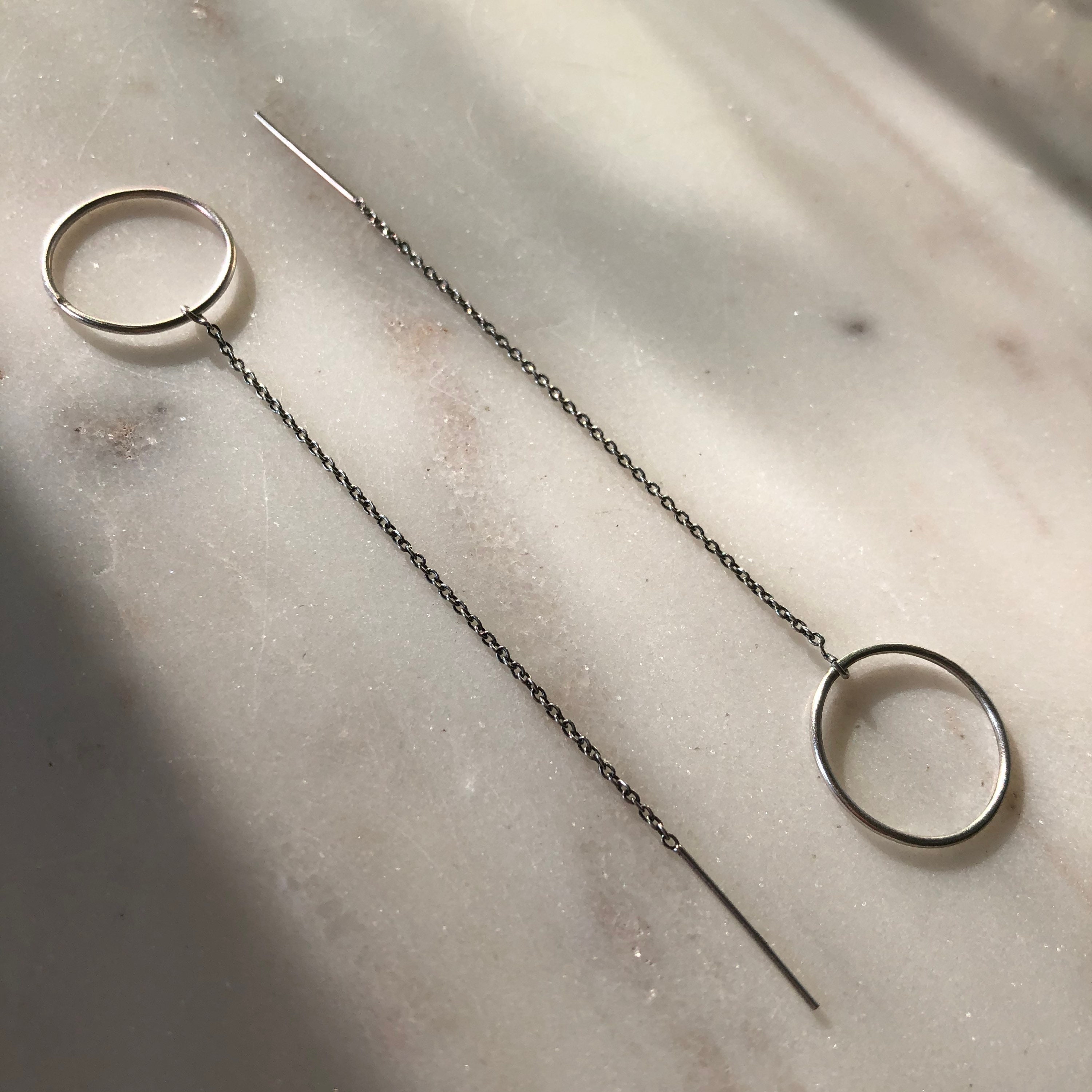 Silver Hoop Earring Threaders - Etsy Sweden