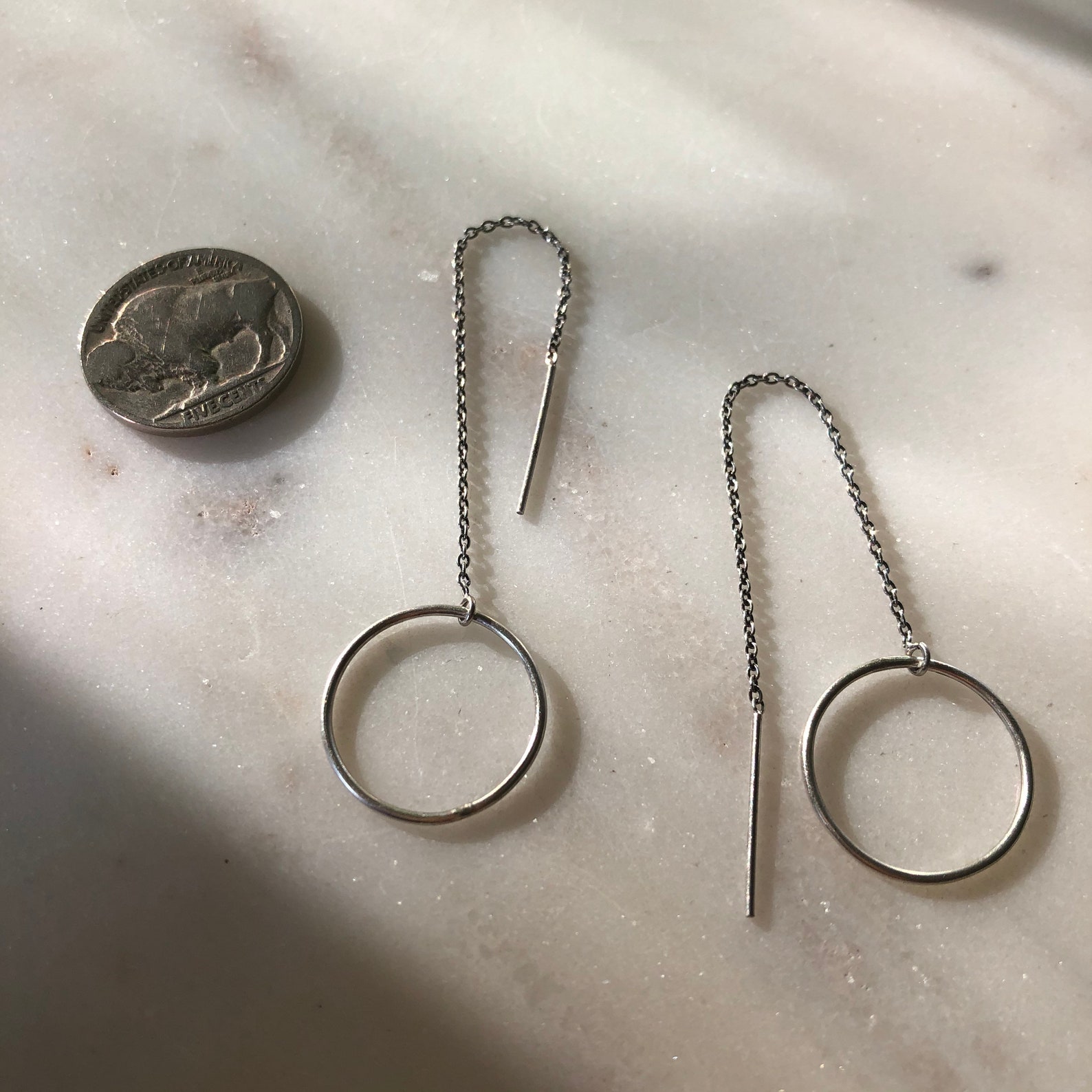 Silver Hoop Earring Threaders - Etsy Sweden