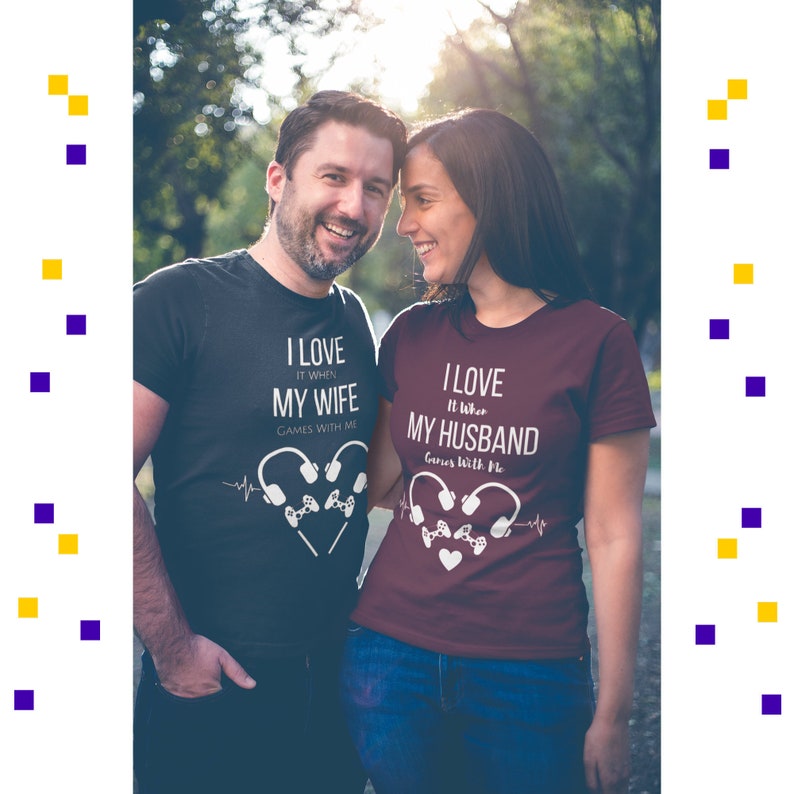 Matching Married Gamer Couple T-shirts / Gamer Husband Tee / Geeky Nerd ...