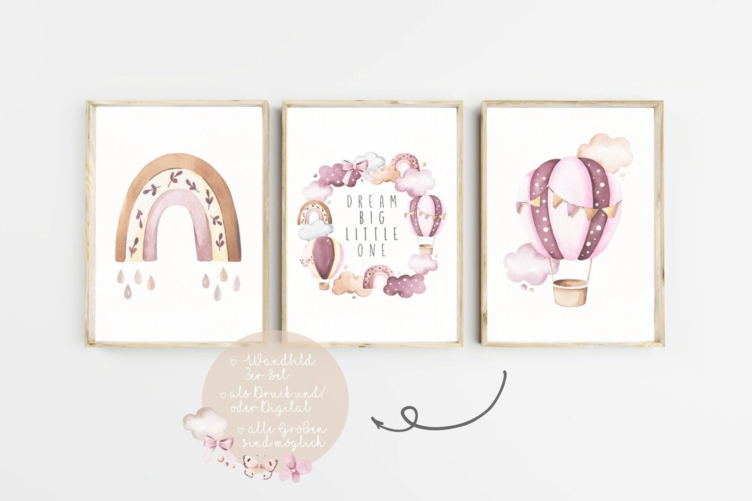 Wall Pictures Children's Room Poster Set of 3 Baby Room Rainbow Poster ...