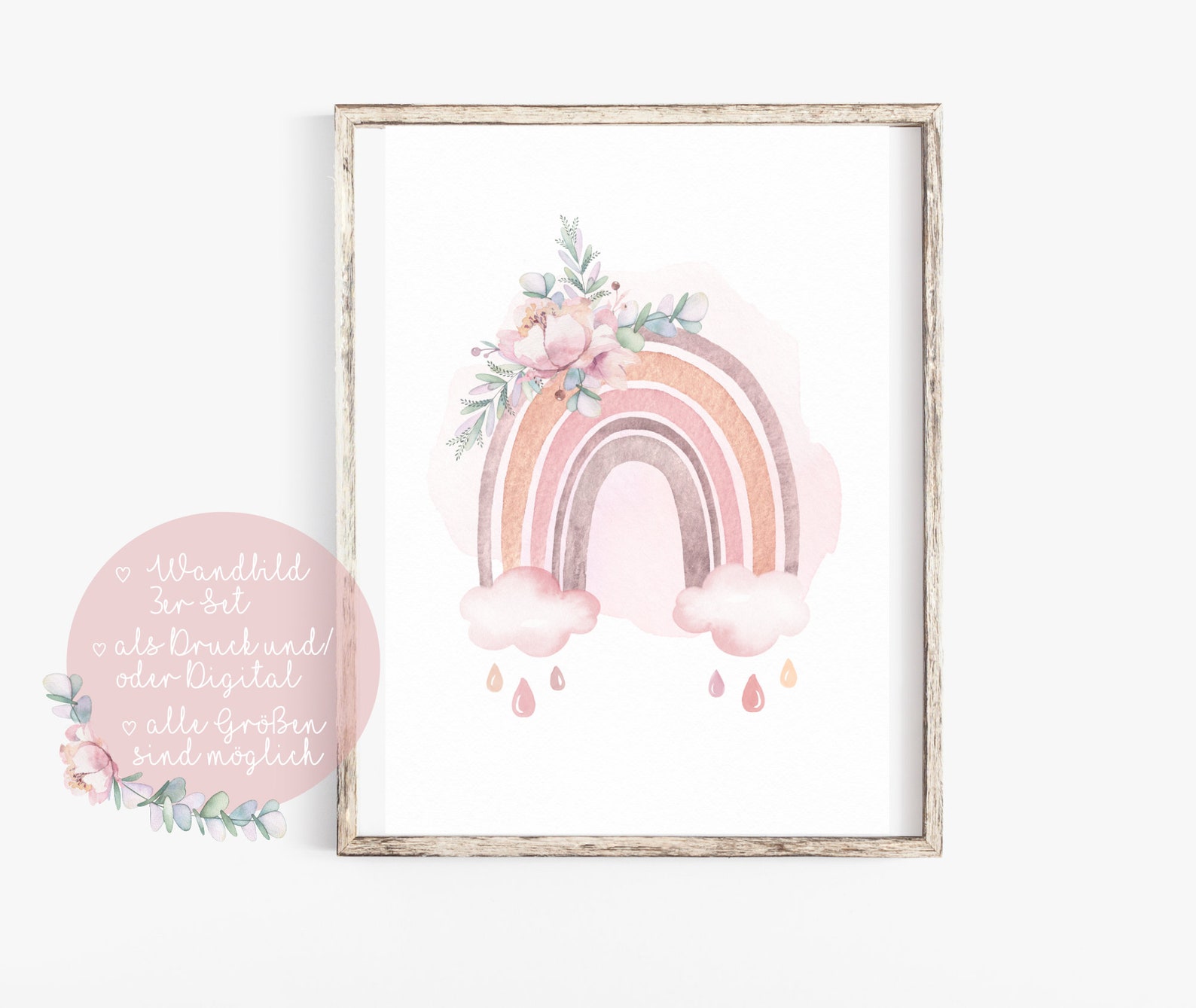 Wandbilder Kinderzimmer Poster 3er Set Babyzimmer Regenbogen | Etsy