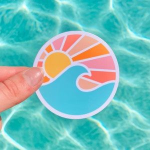 Ocean Wave Sunset Sticker - Etsy