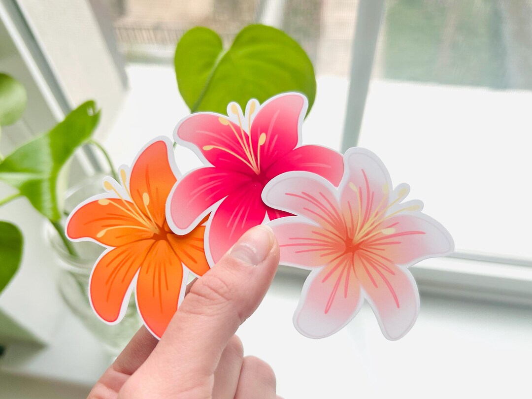 Lily Flower Stickers - Waterproof Gloss Stickers - Etsy