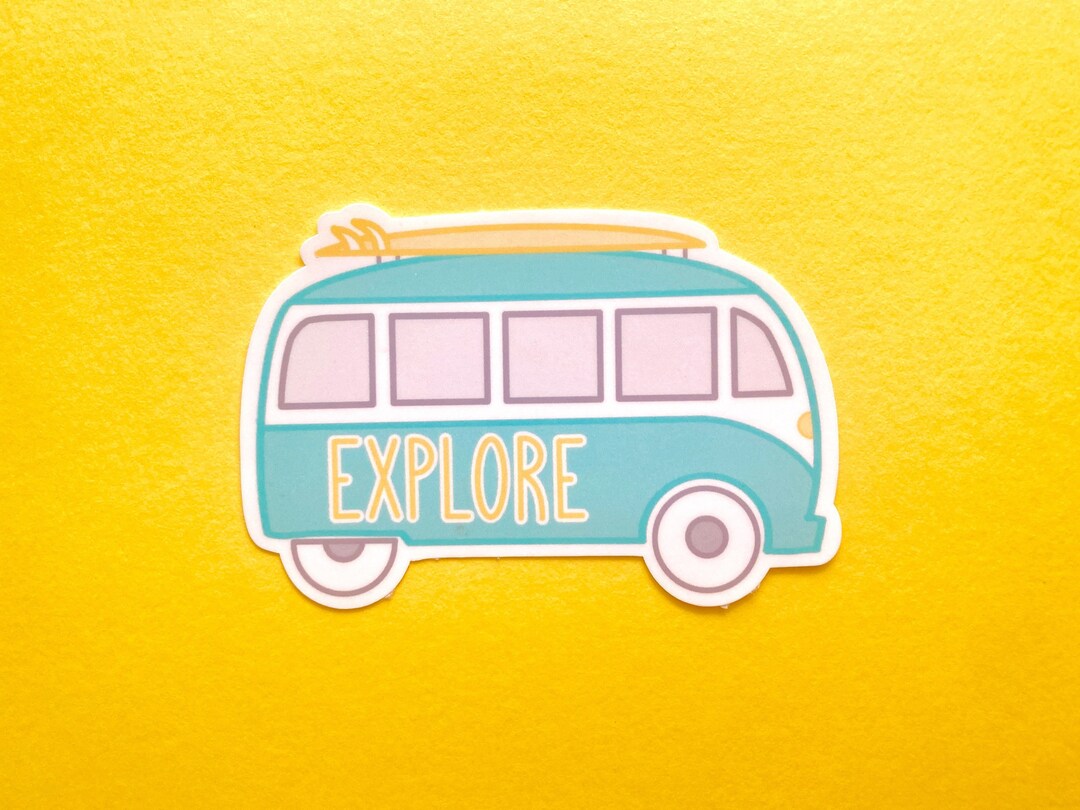 Surf Camper Van Explore Sticker - Etsy