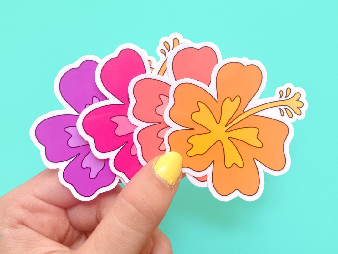 Hibiscus Flower Stickers - Etsy