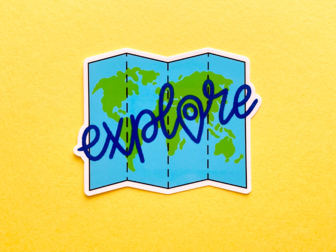 Explore Earth Travel Map Sticker - Etsy