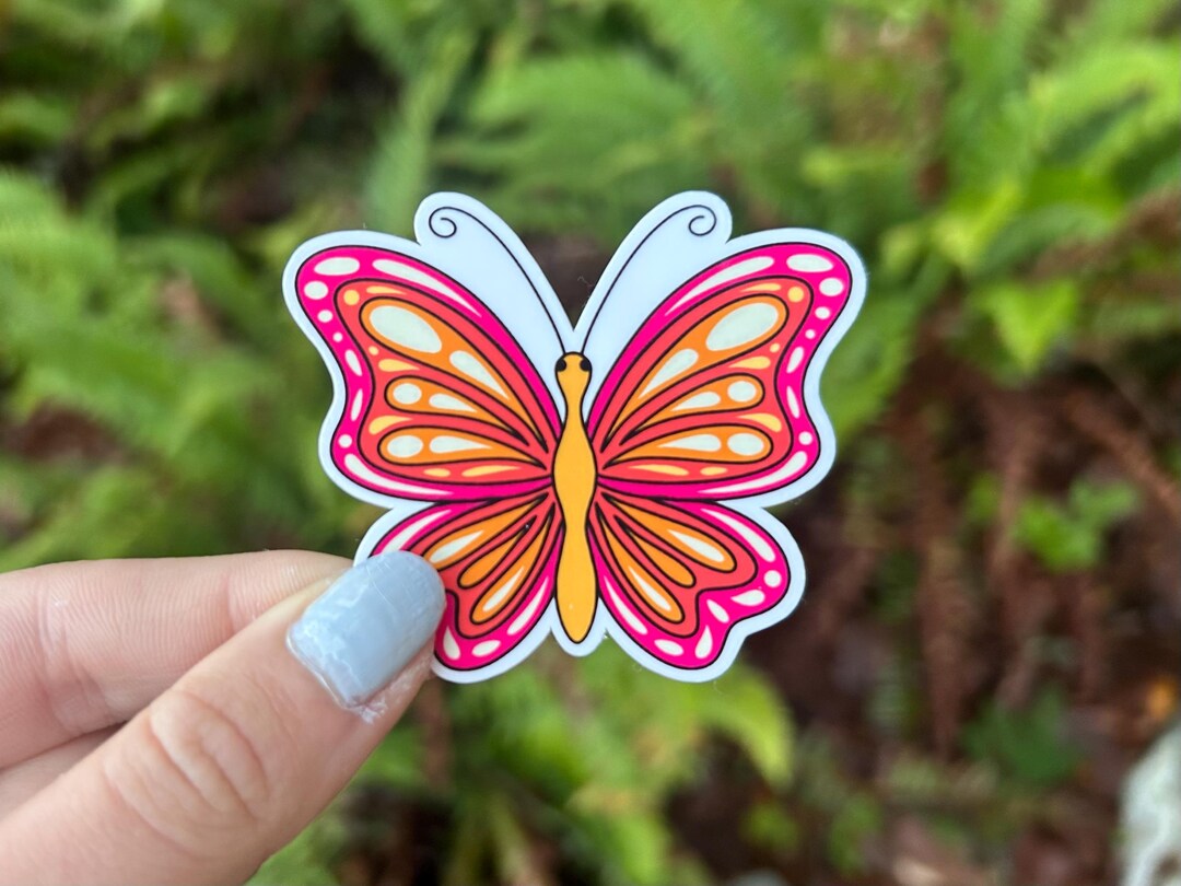 Sunset Pink Butterfly Sticker - Etsy