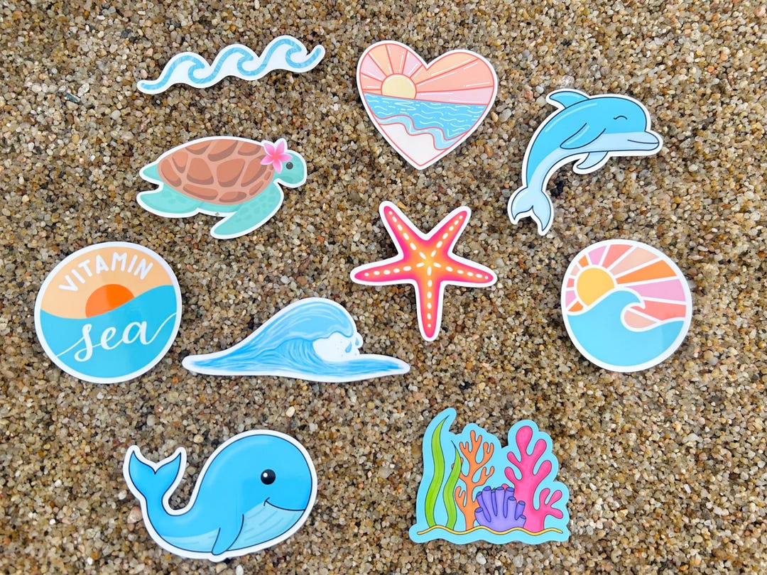 Ocean Sticker Pack - 10 Waterproof Stickers - Etsy