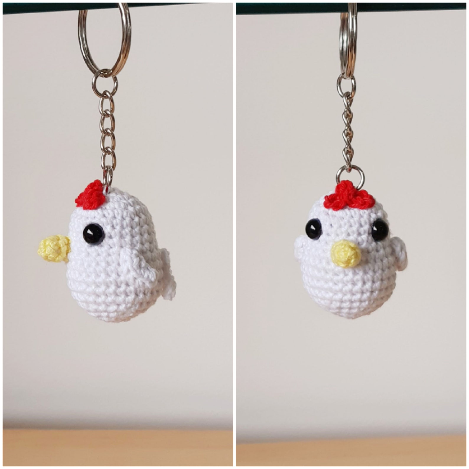 Mini Amigurumi Crochet Chicken Keyring / Keychain / Bag Charm - Etsy ...