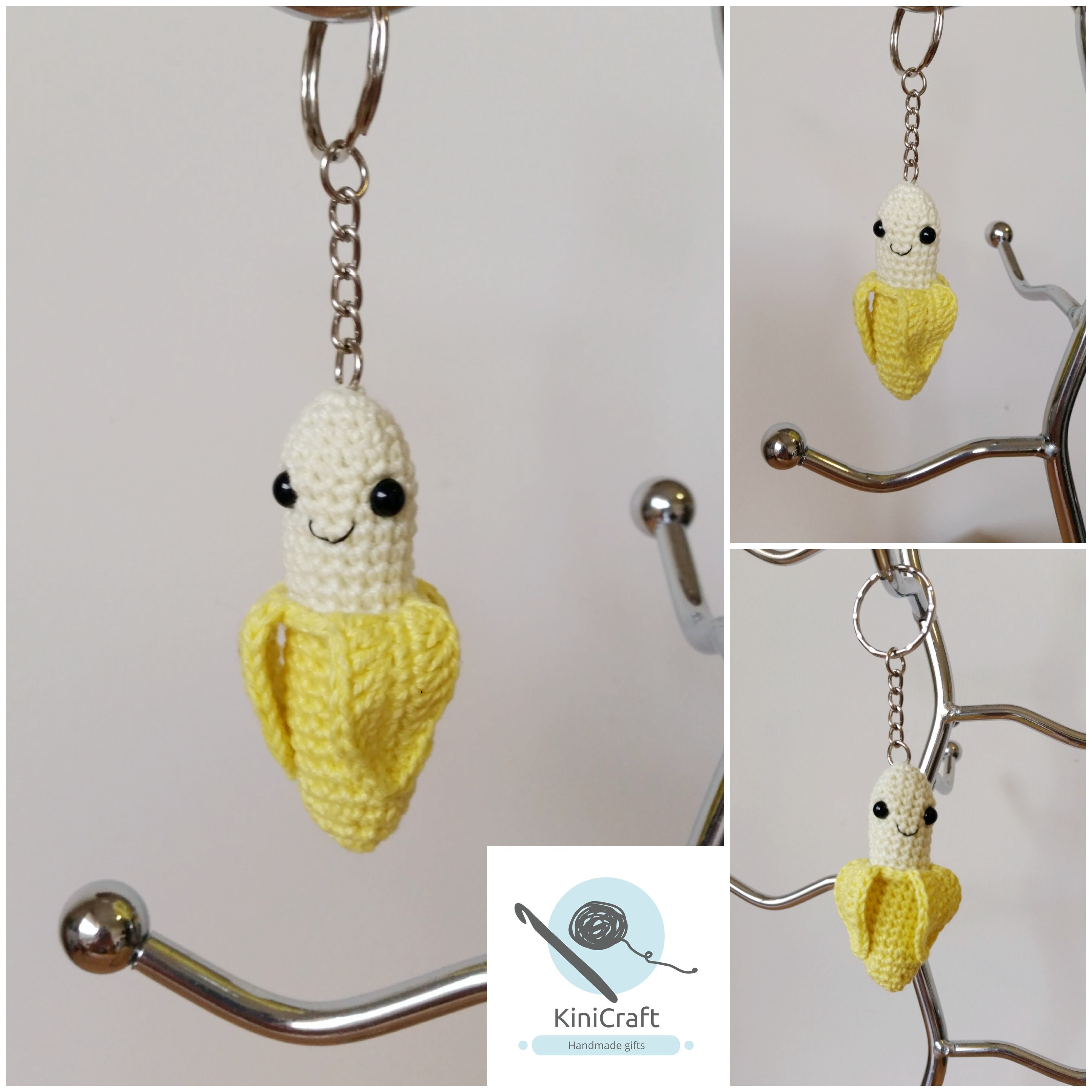Mini Amigurumi Crochet Banana Keyring / Keychain / Bag Charm - Etsy ...