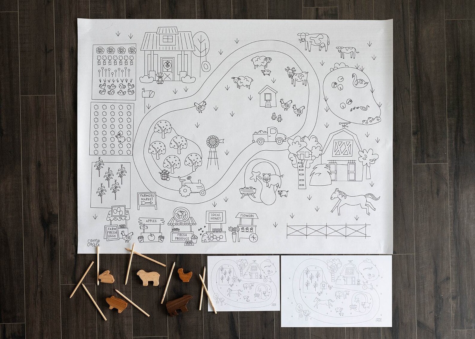 Printable Farm Play Mat digital Download // Coloring for - Etsy