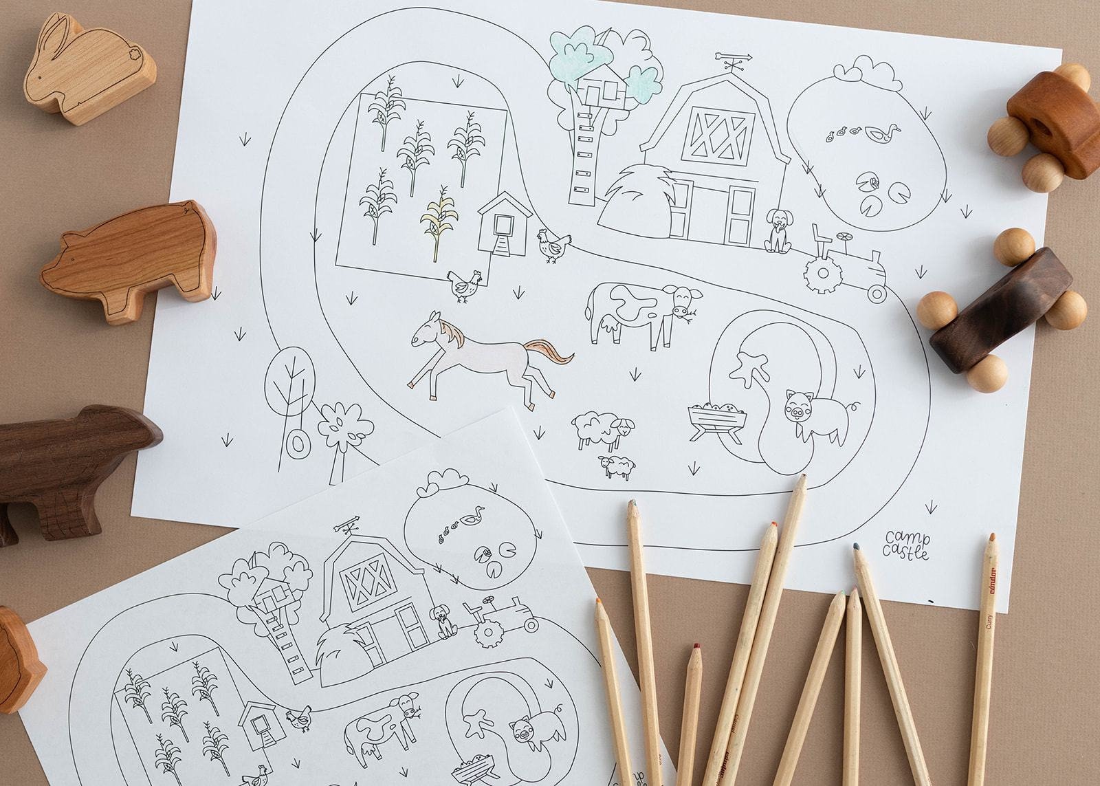 Printable Farm Play Mat Descarga digital // coloración para | Etsy