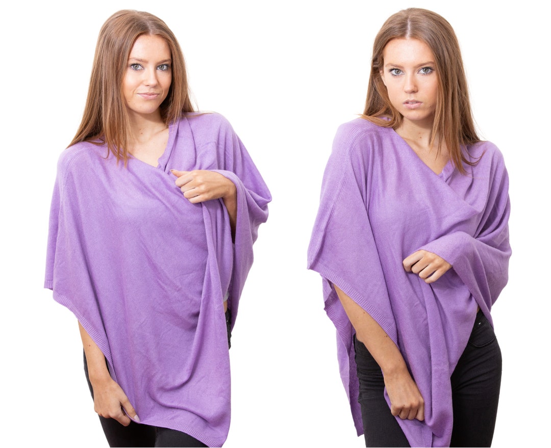 Lavender Himalayan Soft Woolen Poncho, V Neck & Side Neck Style Unisex ...