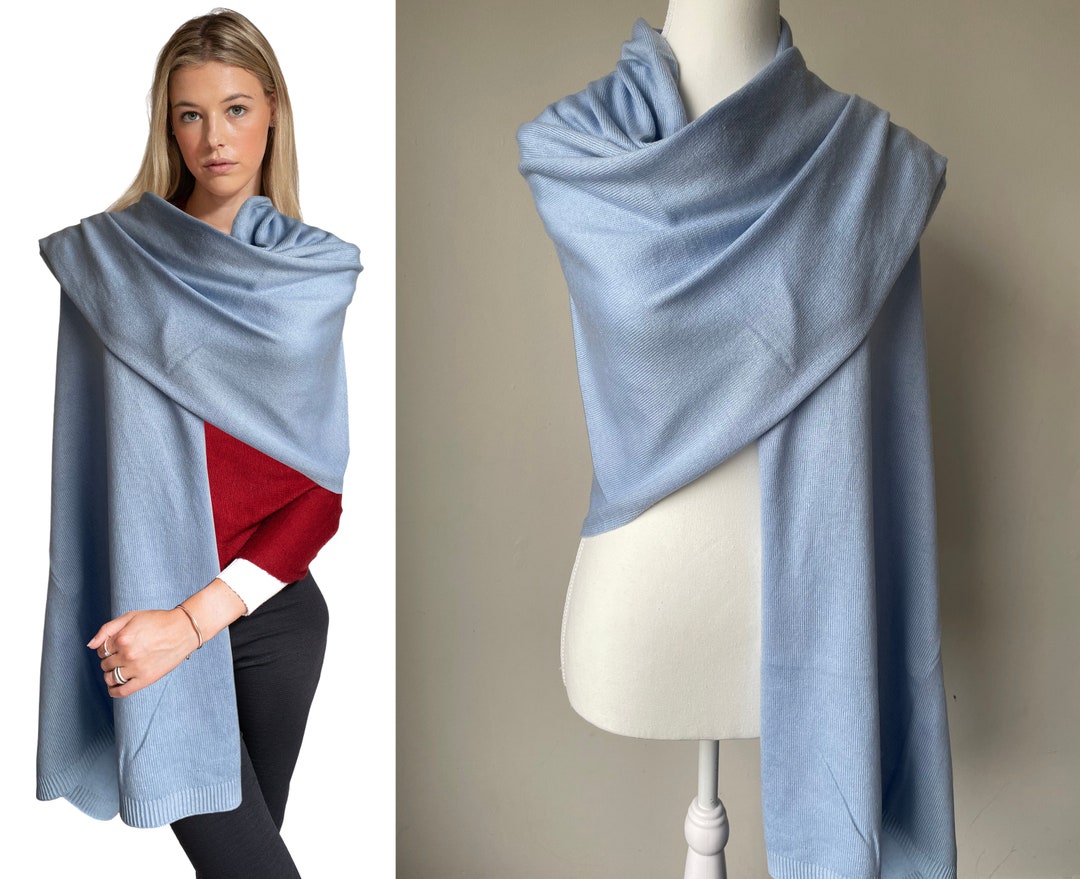 Icy Blue Soft Himalayan Wool Travel Wraps, Luxury Warm Winter Woolen ...