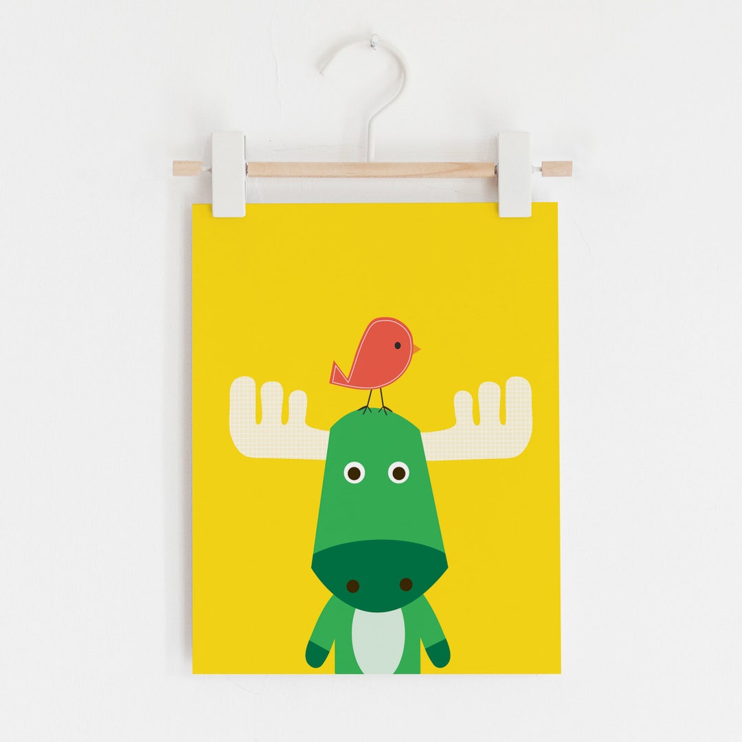 Mr. Moose and Charlie Kids Room Decor Art Print by Ann Kelle - Etsy