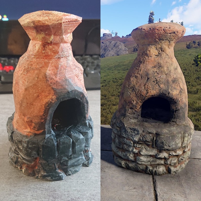 Rust game 3D printed small furnace fully handpainted light up | Etsy