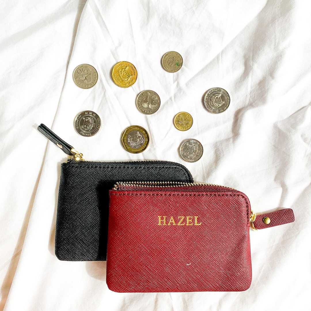 Personalized Coin Pouch, Leather Coin Purse Monogram, Personalized ...