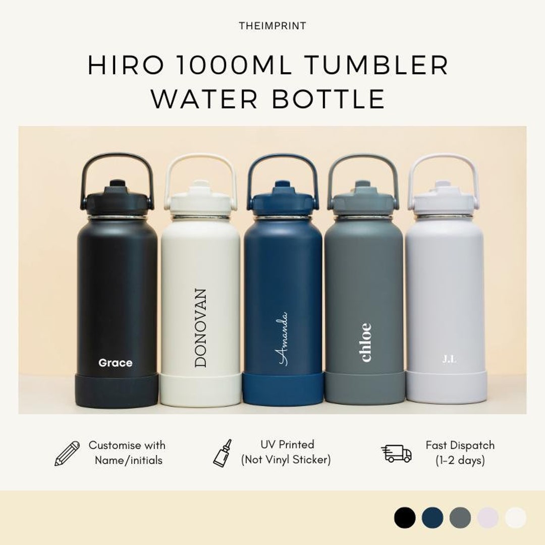 HIRO 1000ml Thermal Water Bottle - Personalized Water Bottle Engraved ...