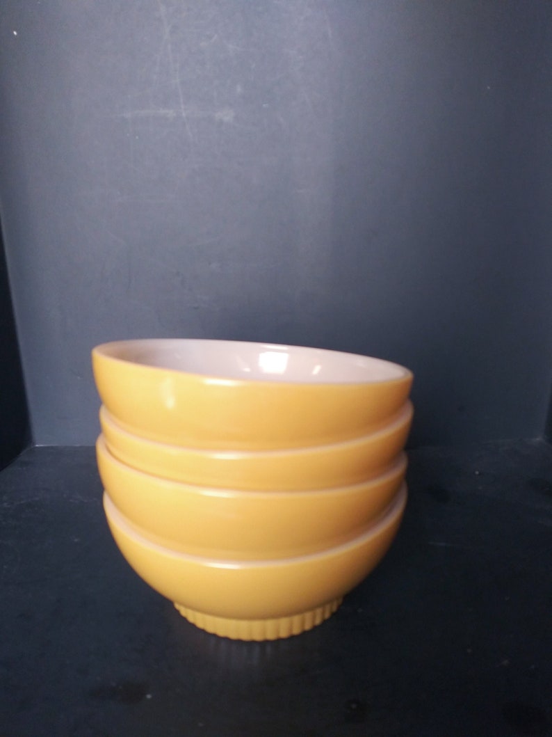 X4 Vintage Fire King Gold Glass Bowls Excellent Condition High Gloss ...