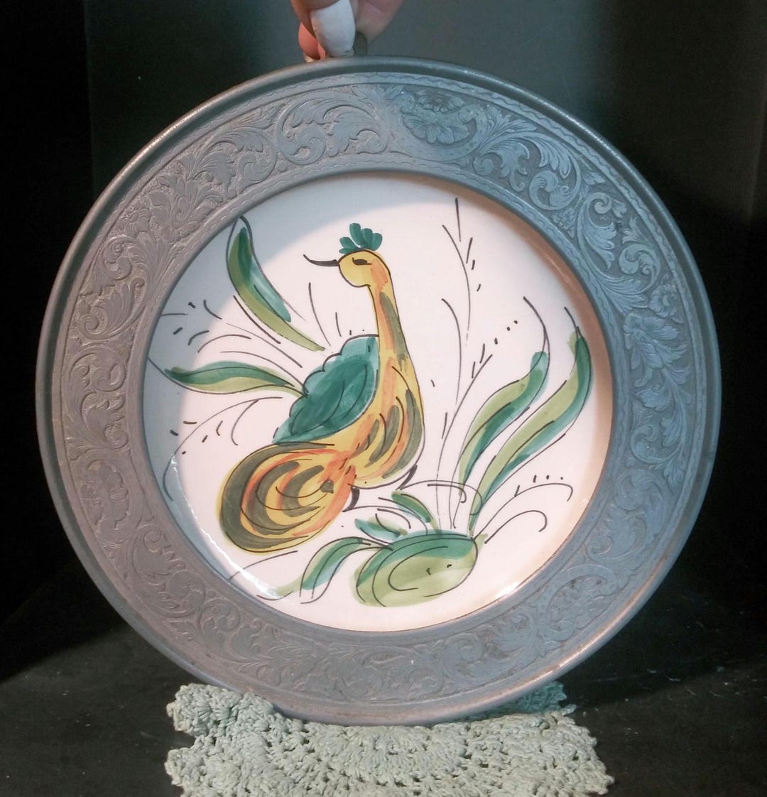Vintage Pennsylvania Dutch Distelfink Bird Hanging Wall Decor Plate in ...