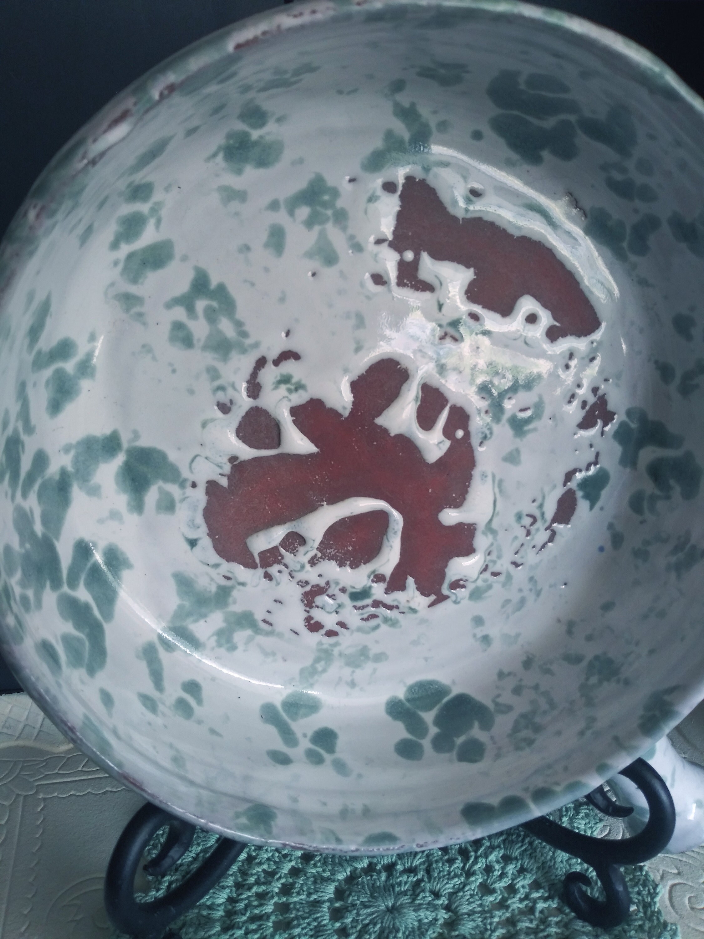 RARE MARK Bybee Ky Pottery ERROR Piece Huge Glaze Pops Teal Green ...