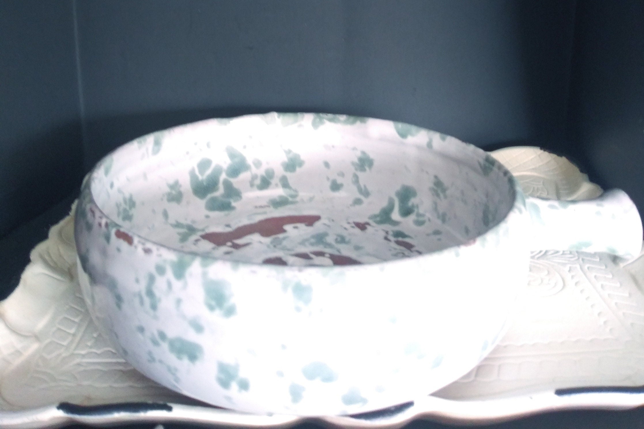 RARE MARK Bybee Ky Pottery ERROR Piece Huge Glaze Pops Teal Green ...