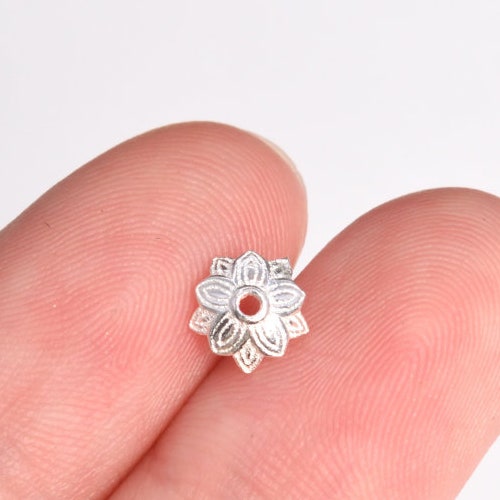5 Sterling Silver Bead Caps 925 Silver Flower Bead Cap - Etsy