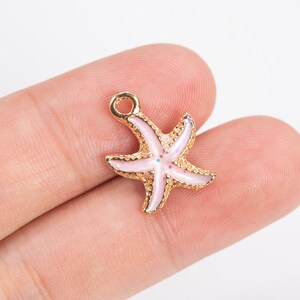 6 Enamel Starfish Charm Gold Tone With Pink Enamel Choose Quantity 65517-3290 - Etsy