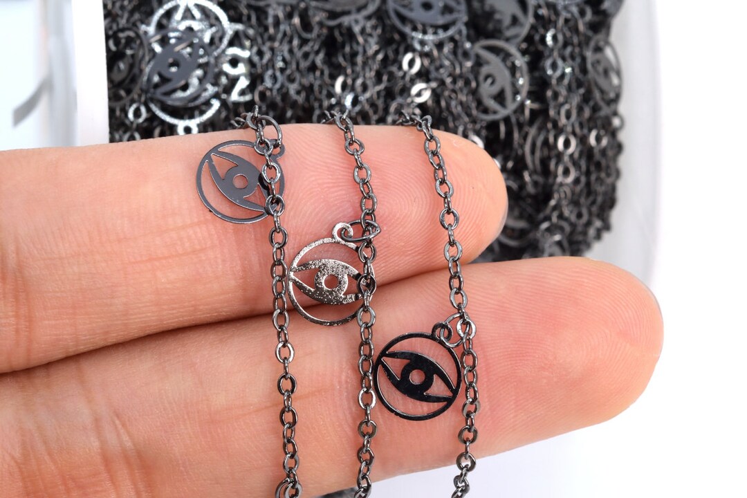 1 FT Eye Round Slice Cable Chain Black Tone Brass Chains (30056-S46) - Etsy