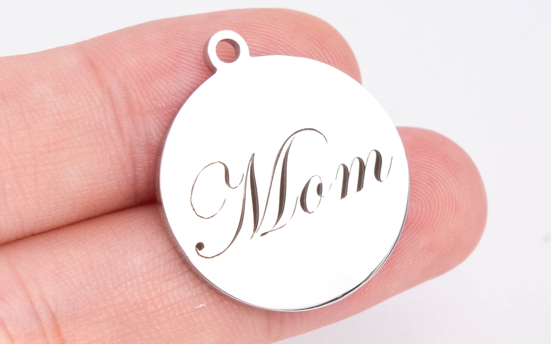 1 pcs Stainless Steel Mom coin Charm 40969-2167 | Etsy