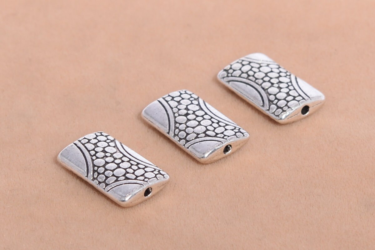 10 pcs 15x9mm Rectangle Spacer Beads Antique Silver Tone | Etsy