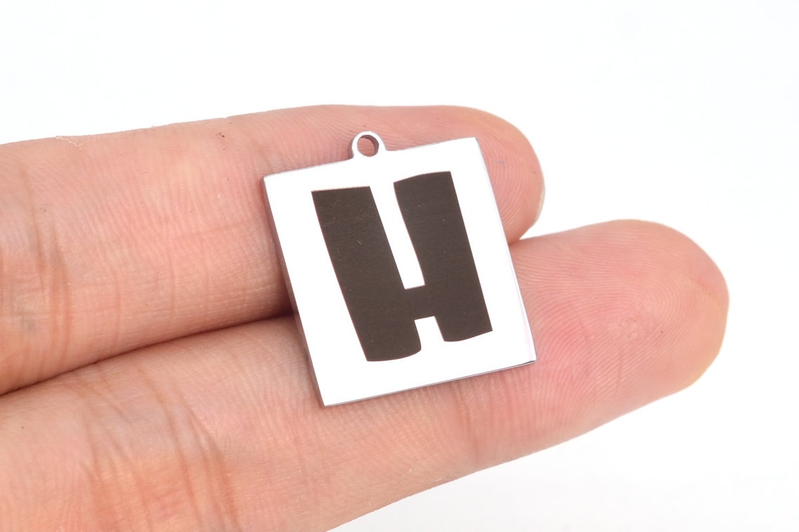 1 Pcs Stainless Steel Alphabet Letter H Square Charm (40610-2149) - Etsy