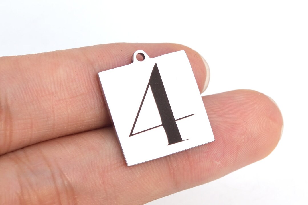 1 Pcs Stainless Steel Number 4 Square Charm (40661-2152) - Etsy